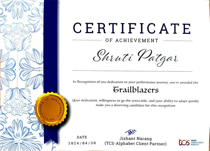 Shruti Patgar on LinkedIn: #grailblazers #achievementunlocked Shruti Patgar on LinkedIn: #grailblazers #achievementunlocked