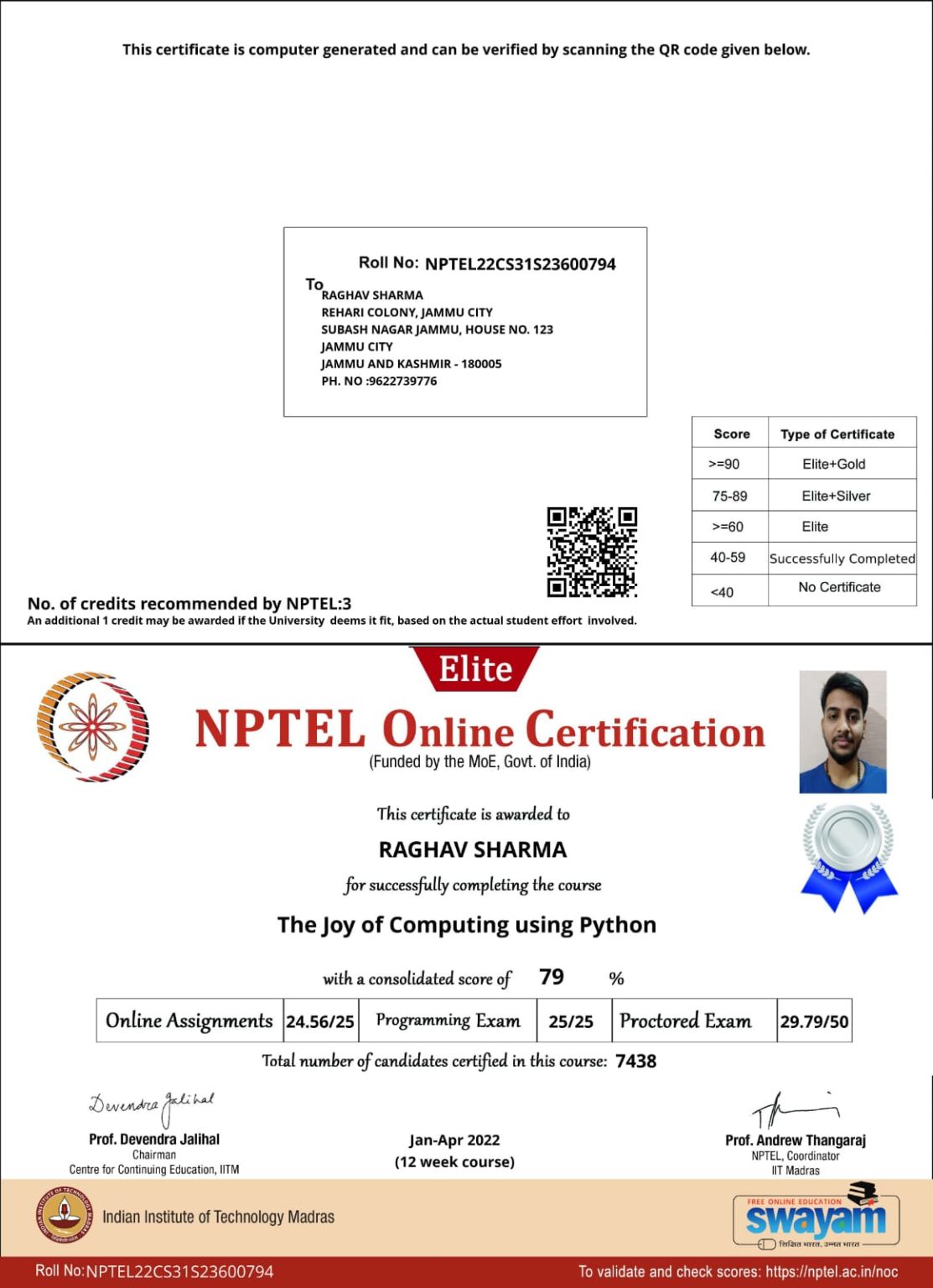 Raghav Sharma on LinkedIn: #swayam #nptel #python #iitmadras #certification Raghav Sharma on LinkedIn: #swayam #nptel #python #iitmadras #certification