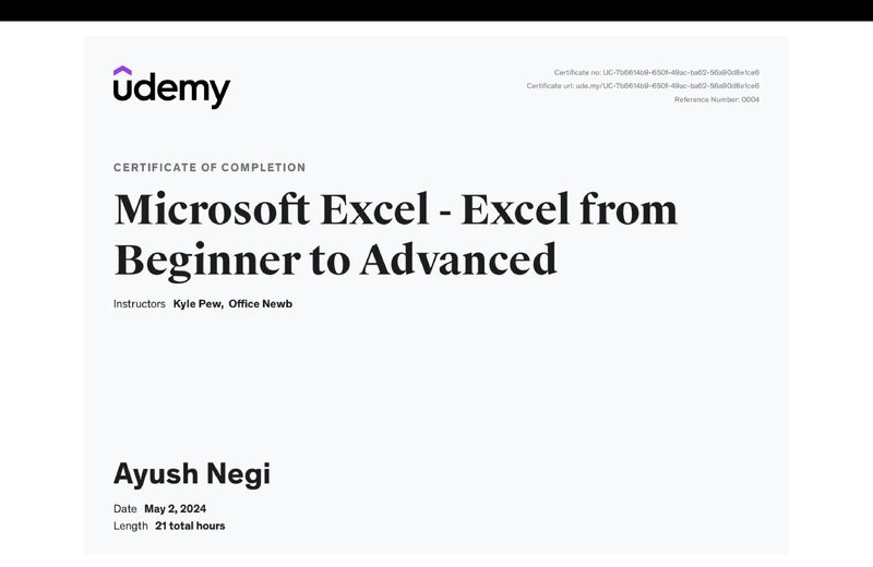 Ayush Negi on LinkedIn: #excel #certification #professionaldevelopment ... Ayush Negi on LinkedIn: #excel #certification #professionaldevelopment ...