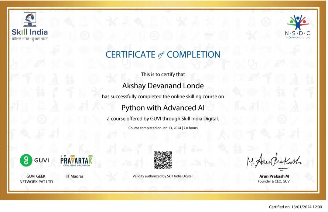 Akshay Londe on LinkedIn: Python with Advanced AI successfully complete Akshay Londe on LinkedIn: Python with Advanced AI successfully complete