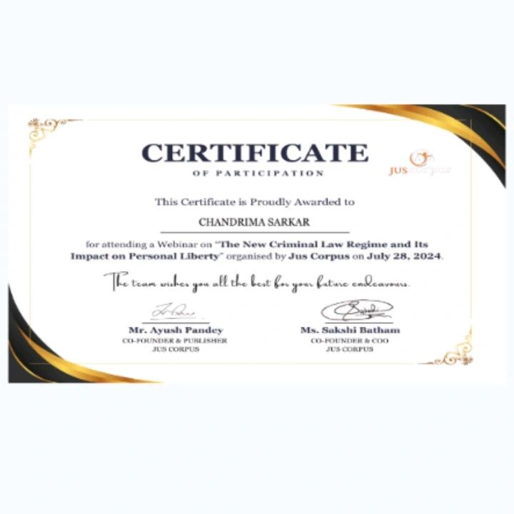 Chandrima Sarkar on LinkedIn: #webinar #certificate #juscorpus # ... Chandrima Sarkar on LinkedIn: #webinar #certificate #juscorpus # ...