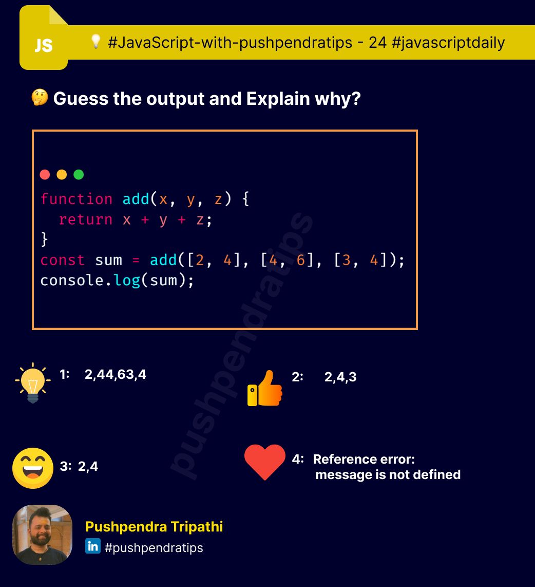 Pushpendra Tripathi on LinkedIn: #javascript #javascriptdaily # ... Pushpendra Tripathi on LinkedIn: #javascript #javascriptdaily # ...