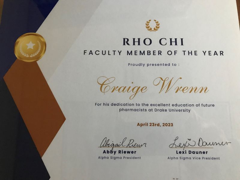 Craige Wrenn on LinkedIn: A nice honor from Rho Chi Craige Wrenn on LinkedIn: A nice honor from Rho Chi
