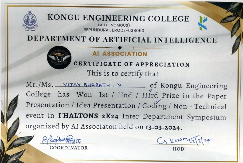 Vijay Bharath on LinkedIn: #ai #coding #achievement #ihaltons24 # ... Vijay Bharath on LinkedIn: #ai #coding #achievement #ihaltons24 # ...