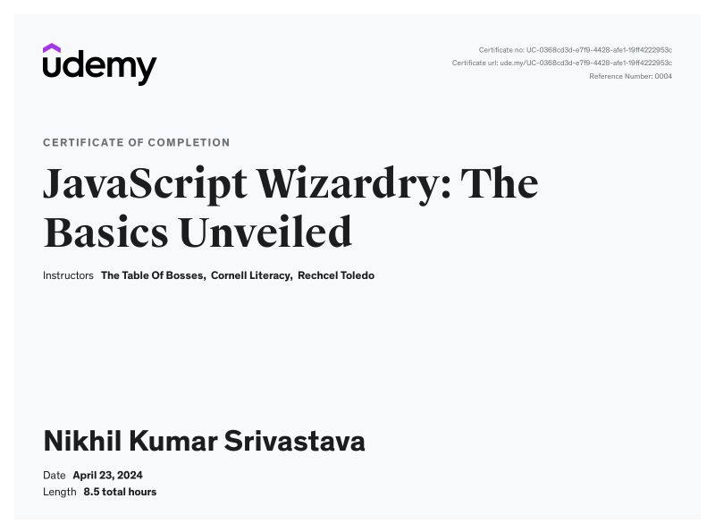 NIKHIL SRIVASTAVA on LinkedIn: #javascript #webdevelopment #udemygraduate NIKHIL SRIVASTAVA on LinkedIn: #javascript #webdevelopment #udemygraduate