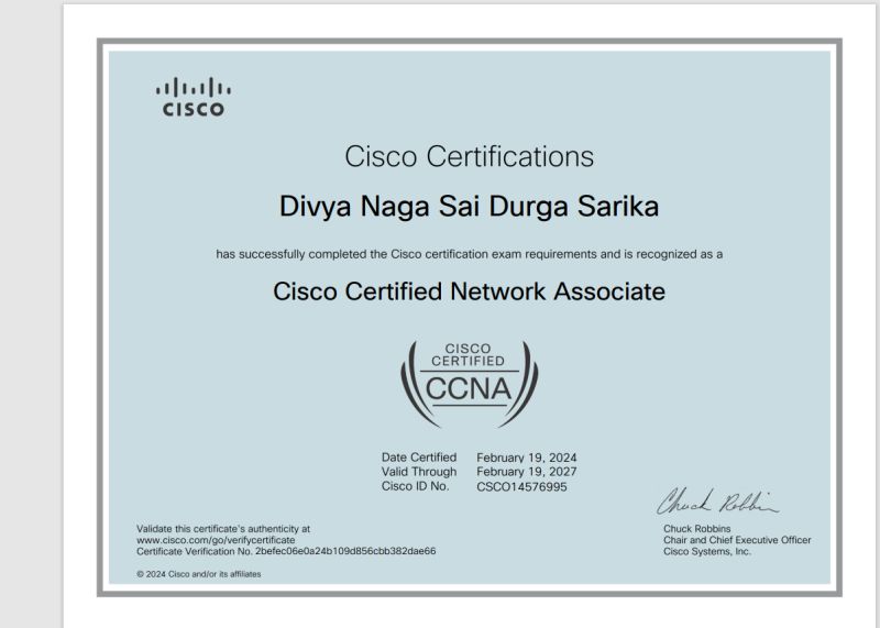 Divya Naga Sai Durga Sarika on LinkedIn: #cisco #ccna #cisco #learning ... Divya Naga Sai Durga Sarika on LinkedIn: #cisco #ccna #cisco #learning ...