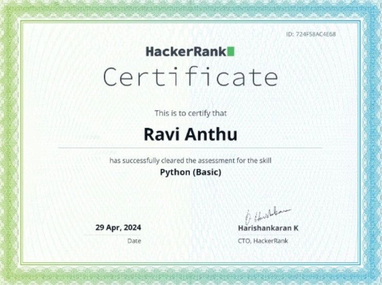 Ravi Anthu on LinkedIn: #hackerrank #python #coding #knowledge #skills ... Ravi Anthu on LinkedIn: #hackerrank #python #coding #knowledge #skills ...