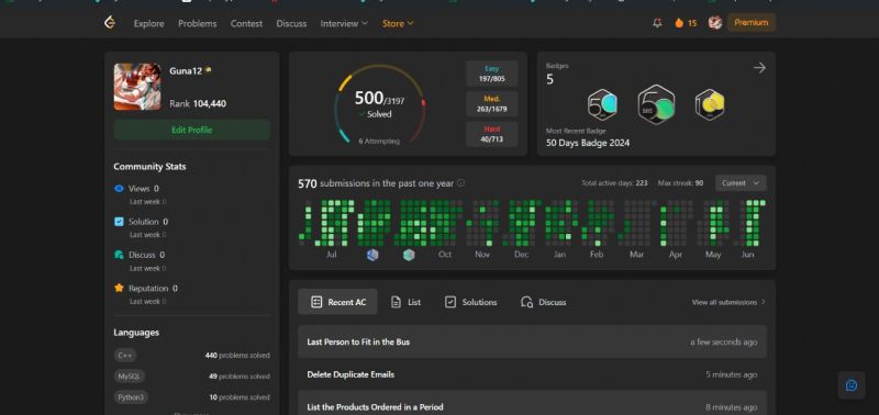 GUNA SRIDHAR on LinkedIn: Hit the 500 problems mark this week in ... GUNA SRIDHAR on LinkedIn: Hit the 500 problems mark this week in ...