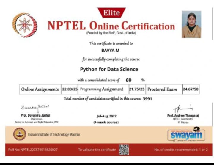 Bavya M on LinkedIn: #python #datascience #nptel #dataanalysis # ... Bavya M on LinkedIn: #python #datascience #nptel #dataanalysis # ...