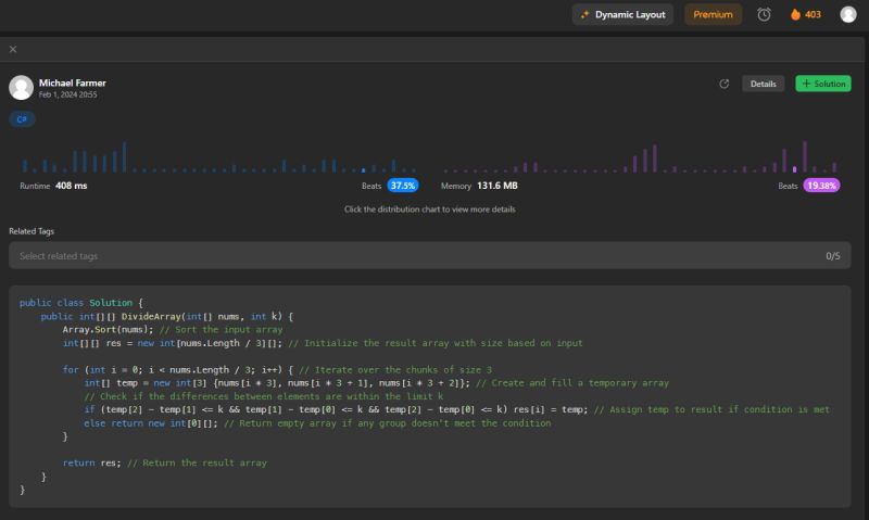 Michael Farmer on LinkedIn: Day 403 of Daily LeetCode | 2966. Divide ... Michael Farmer on LinkedIn: Day 403 of Daily LeetCode | 2966. Divide ...