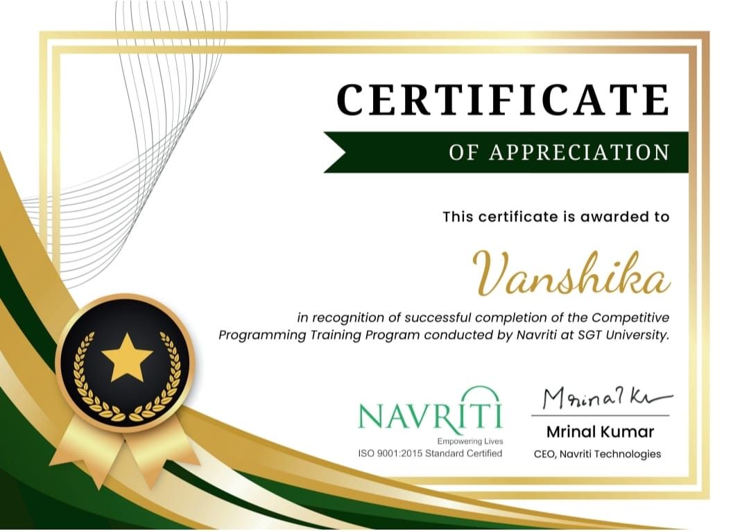 Vanshika Sharma on LinkedIn: #cplusplus #programming #certification # ... Vanshika Sharma on LinkedIn: #cplusplus #programming #certification # ...