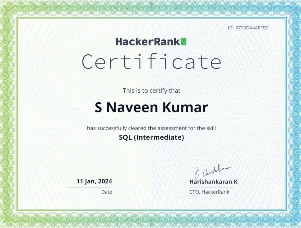 Naveen Kumar S on LinkedIn: #sql #certification #hackerrank Naveen Kumar S on LinkedIn: #sql #certification #hackerrank
