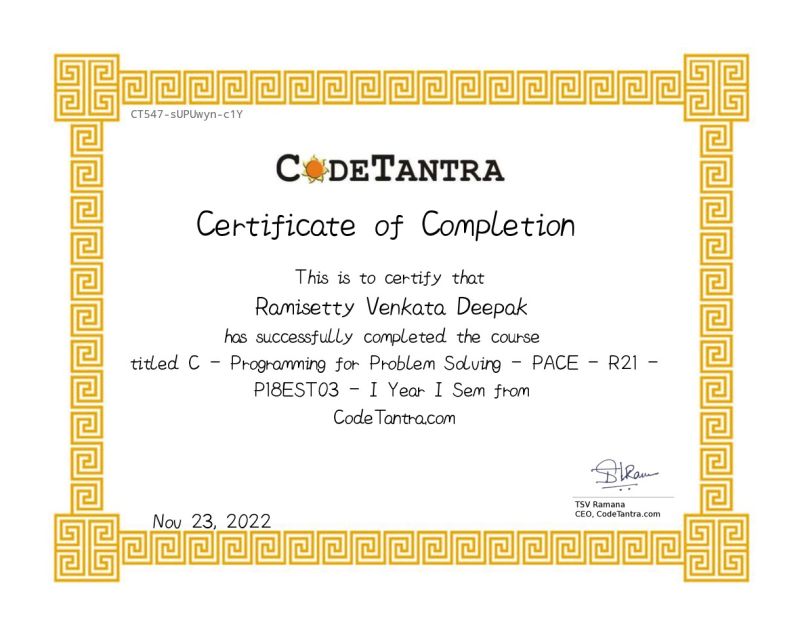 Venkata Deepak Ramisetty on LinkedIn: #cprogramming #codetantra # ... Venkata Deepak Ramisetty on LinkedIn: #cprogramming #codetantra # ...
