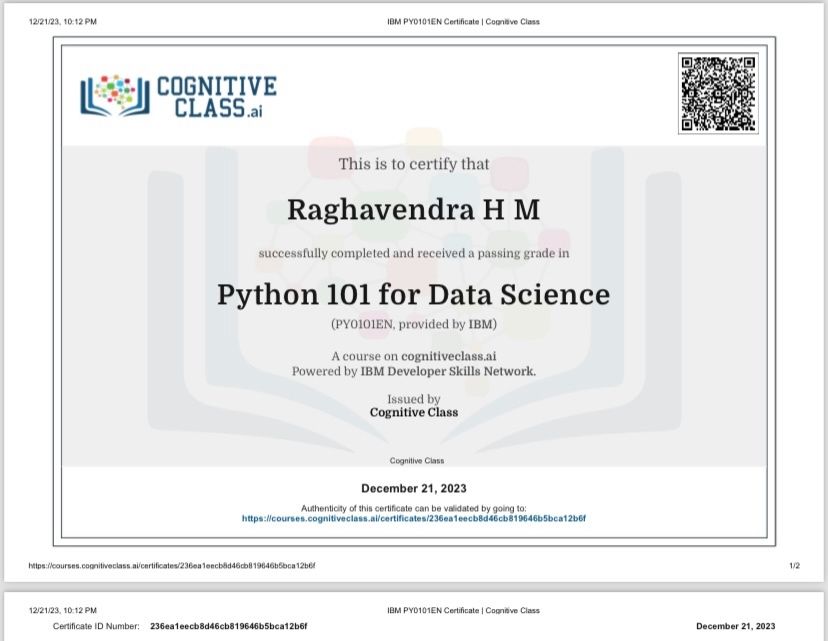 Raghavendra H M on LinkedIn: #datascience #python #certification # ... Raghavendra H M on LinkedIn: #datascience #python #certification # ...