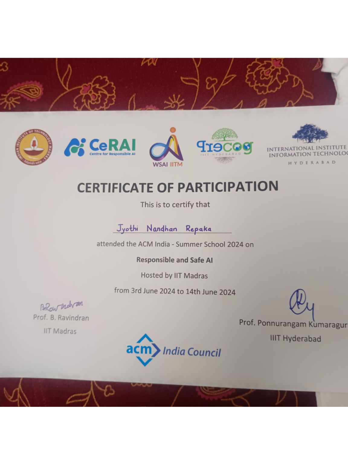 Repaka Jyothi Nandhan on LinkedIn: #acmsummerschool #iitmadras # ... Repaka Jyothi Nandhan on LinkedIn: #acmsummerschool #iitmadras # ...