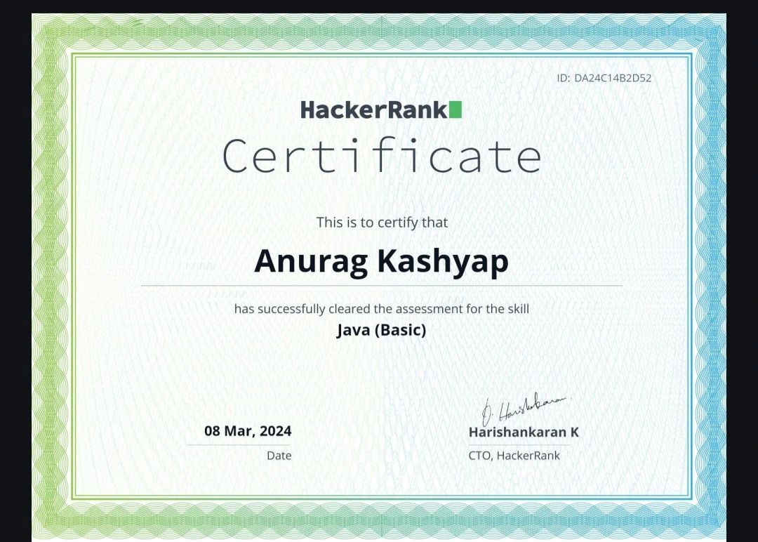 Anurag kashyap on LinkedIn: #hackerrank #java Anurag kashyap on LinkedIn: #hackerrank #java