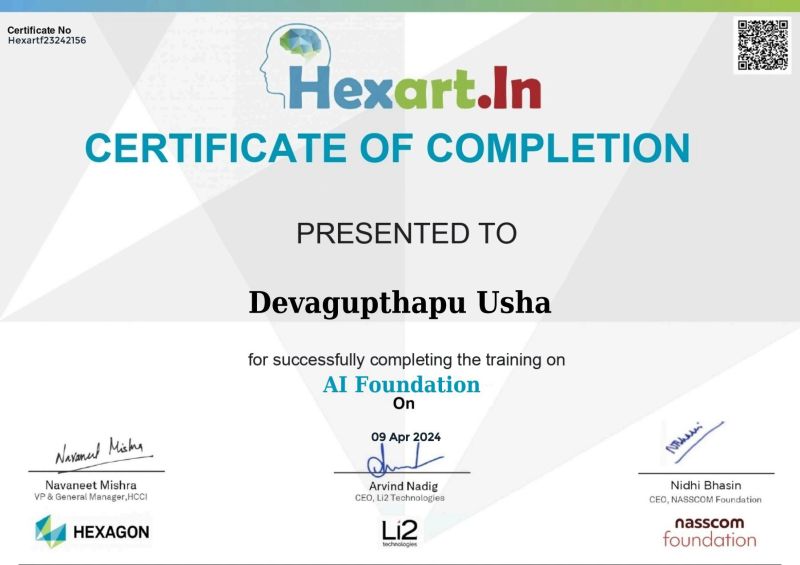Devagupthapu Usha on LinkedIn: #ai #certification Devagupthapu Usha on LinkedIn: #ai #certification