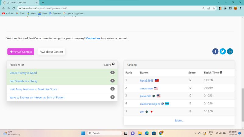 Ameer Jafar on LinkedIn: I solved two questions in leetcode contest ... Ameer Jafar on LinkedIn: I solved two questions in leetcode contest ...