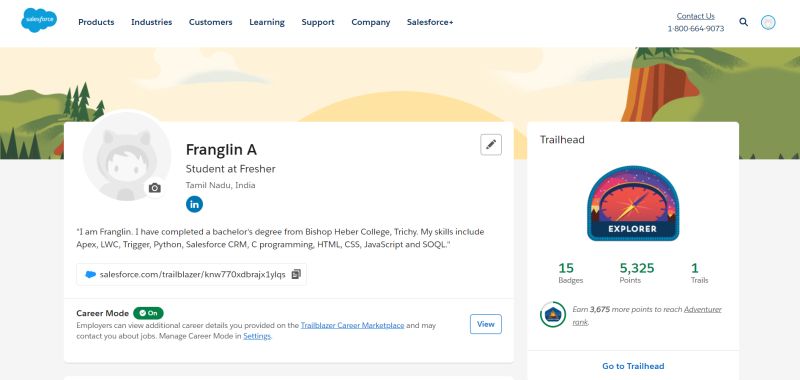 Franglin A on LinkedIn: #trailhead #learningjourney #skillsdevelopment ... Franglin A on LinkedIn: #trailhead #learningjourney #skillsdevelopment ...