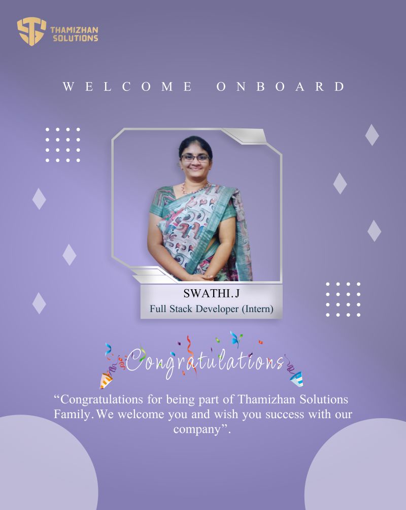 Thamizhan Solutions on LinkedIn: Welcome to the Team, Swathi Jayabalraj ... Thamizhan Solutions on LinkedIn: Welcome to the Team, Swathi Jayabalraj ...