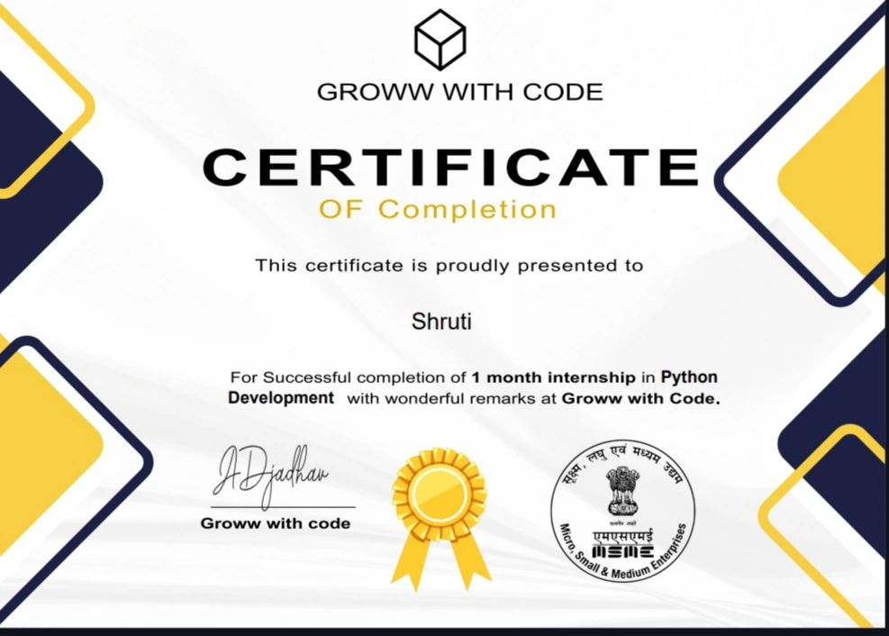Shruti Gupta on LinkedIn: #pythondeveloper #internshipexperience # ... Shruti Gupta on LinkedIn: #pythondeveloper #internshipexperience # ...