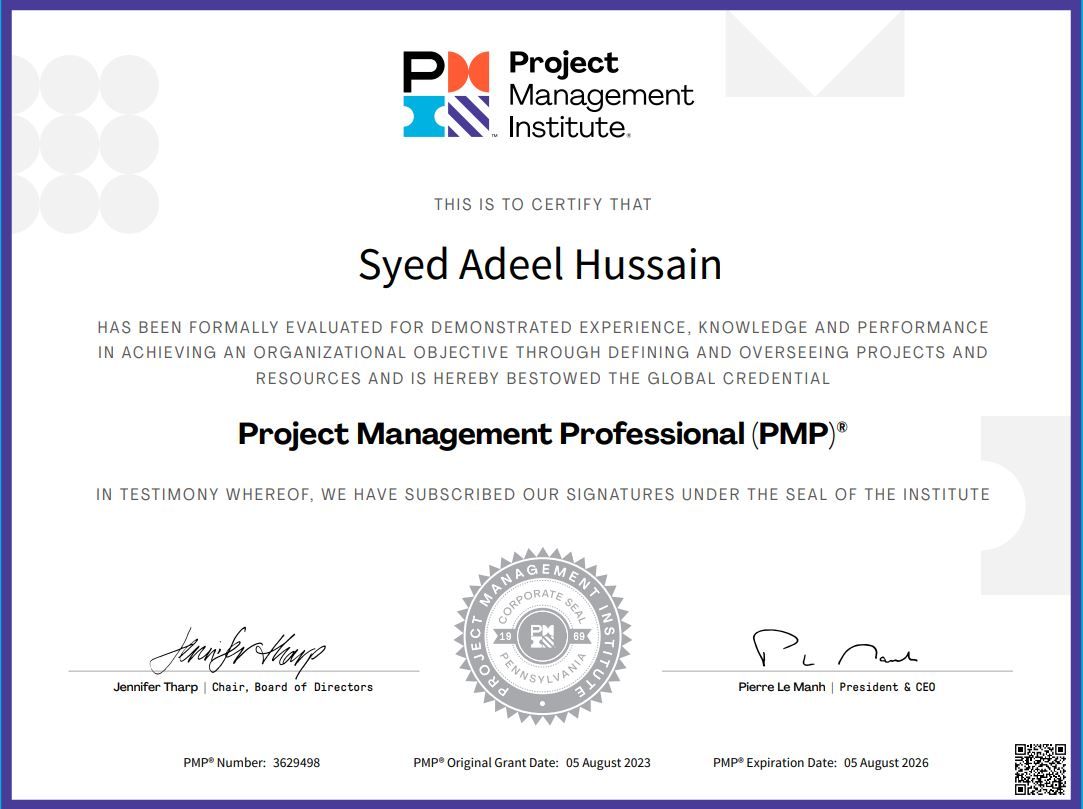Syed Adeel Hussain, CSCP, CLTD, PMP® on LinkedIn: #pmp # ... Syed Adeel Hussain, CSCP, CLTD, PMP® on LinkedIn: #pmp # ...