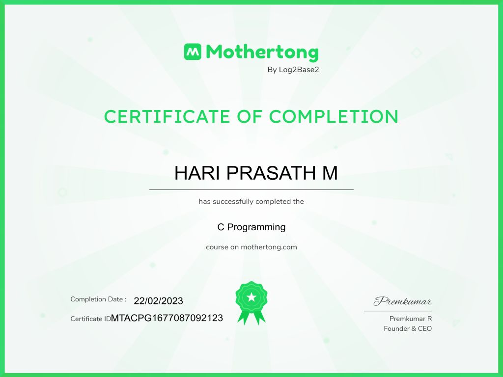 Hari Prasath.M on LinkedIn: #mothertong #coding #cprogramming # ... Hari Prasath.M on LinkedIn: #mothertong #coding #cprogramming # ...