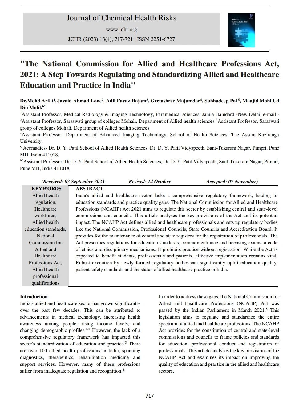 New article on NCAHP Act 2021: A Step Towards Regulating and ... New article on NCAHP Act 2021: A Step Towards Regulating and ...