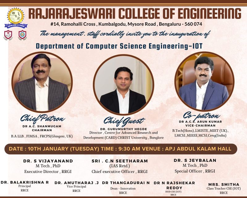 Rajarajeswari College of Engineering(RRCE) on LinkedIn: #rrce #cse #iot ... Rajarajeswari College of Engineering(RRCE) on LinkedIn: #rrce #cse #iot ...