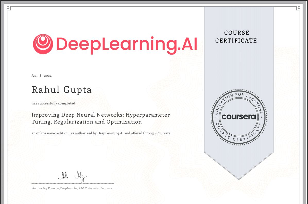Rahul Gupta on LinkedIn: #deeplearning #ai #coursera #andrewng Rahul Gupta on LinkedIn: #deeplearning #ai #coursera #andrewng