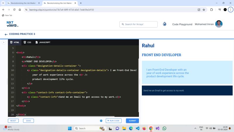 Mohamed Imran on LinkedIn: #30daysofcode #ccbp #nxtwave Mohamed Imran on LinkedIn: #30daysofcode #ccbp #nxtwave