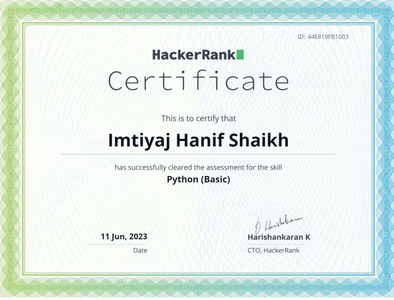 Imtiyaj Shaikh on LinkedIn: #python #programming #certification # ... Imtiyaj Shaikh on LinkedIn: #python #programming #certification # ...