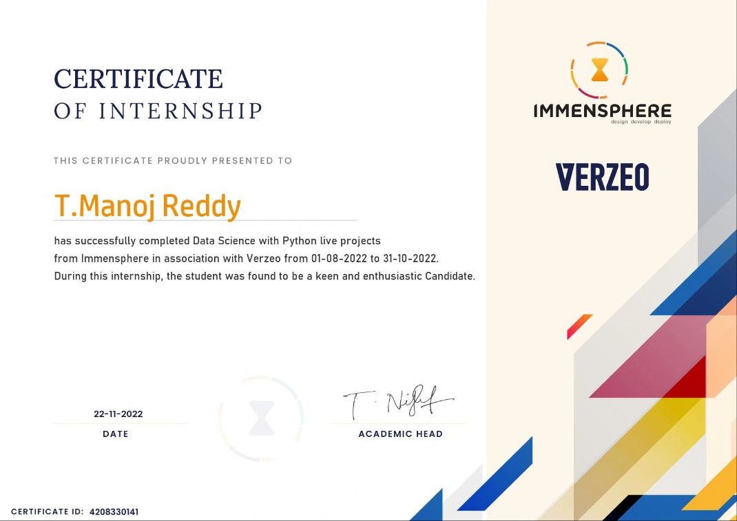 MANOJ REDDY THANGELLA on LinkedIn: #datascience #python #internship # ... MANOJ REDDY THANGELLA on LinkedIn: #datascience #python #internship # ...