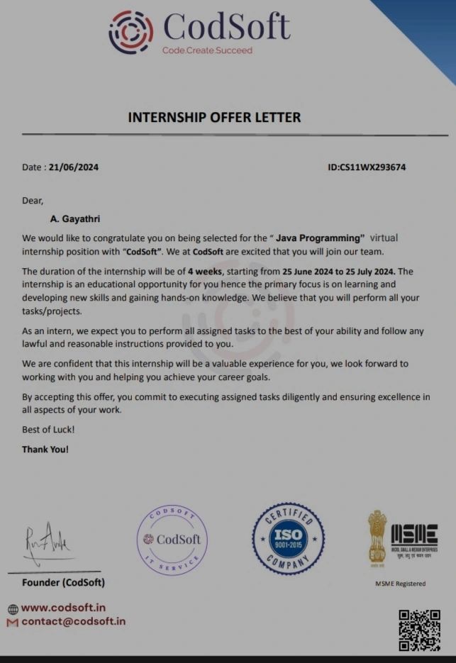 Atturu Gayathri on LinkedIn: #connections #internship #codsoft # ... Atturu Gayathri on LinkedIn: #connections #internship #codsoft # ...