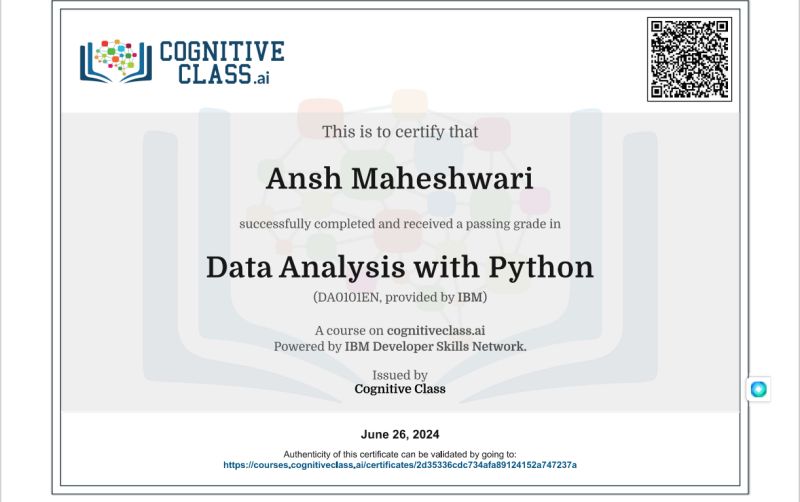 Ansh Maheshwari on LinkedIn: #dataanalysis #python #ibm # ... Ansh Maheshwari on LinkedIn: #dataanalysis #python #ibm # ...