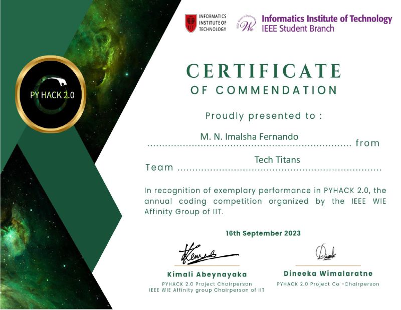 Imalsha Fernando on LinkedIn: #hackathon #pyhack #ieee #coding # ... Imalsha Fernando on LinkedIn: #hackathon #pyhack #ieee #coding # ...