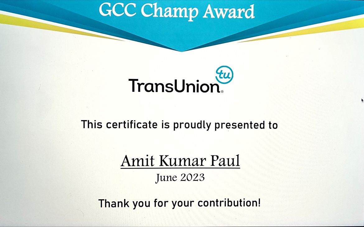Amit Kumar Paul on LinkedIn: Thank you TransUnion. This is desicated to ... Amit Kumar Paul on LinkedIn: Thank you TransUnion. This is desicated to ...