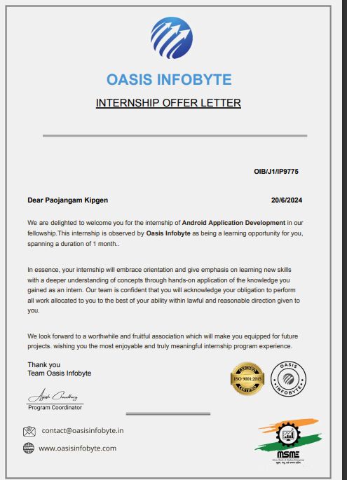Paojangam( Namcha) Kipgen on LinkedIn: #internship #oasisinfobyte # ... Paojangam( Namcha) Kipgen on LinkedIn: #internship #oasisinfobyte # ...