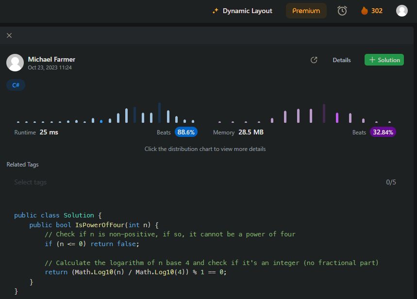 Day 302 of LeetCode: Power of Four (Easy) | Michael Farmer posted on ... Day 302 of LeetCode: Power of Four (Easy) | Michael Farmer posted on ...