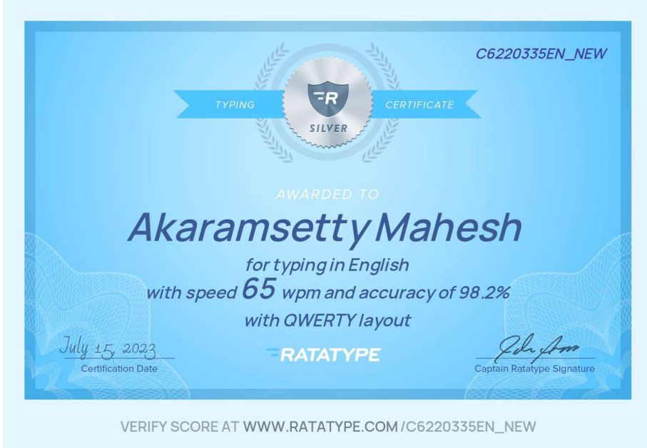 Mahesh Akaramsetty on LinkedIn: #typing #ratatype #typingcertificate Mahesh Akaramsetty on LinkedIn: #typing #ratatype #typingcertificate
