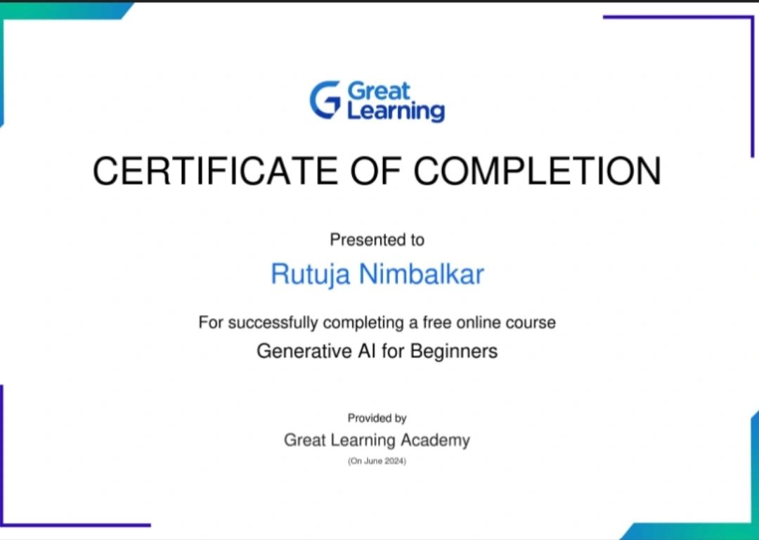 Rutuja Nimbalkar on LinkedIn: #greatlearningacademy #genai Rutuja Nimbalkar on LinkedIn: #greatlearningacademy #genai