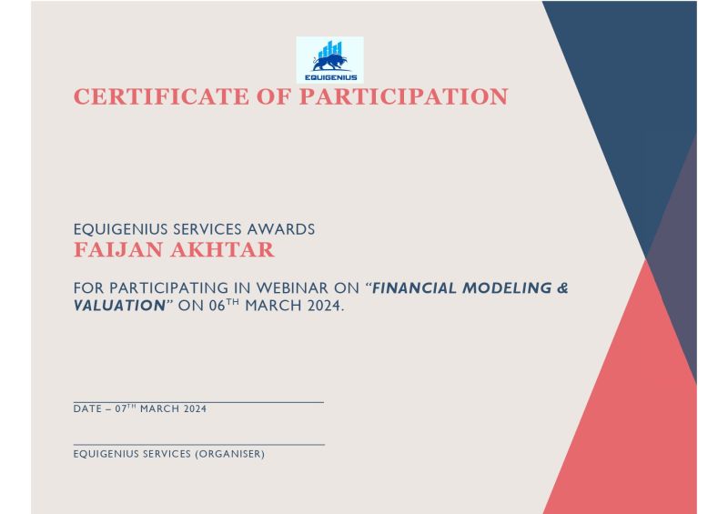 Faijan Akhtar on LinkedIn: I was gain a knowledge of financial modeling ... Faijan Akhtar on LinkedIn: I was gain a knowledge of financial modeling ...