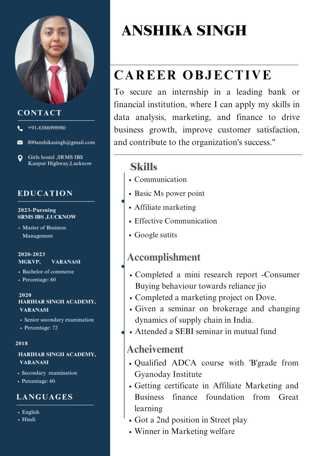 Anshika Singh on LinkedIn: #banking #internship #mba #career #jobsearch ... Anshika Singh on LinkedIn: #banking #internship #mba #career #jobsearch ...