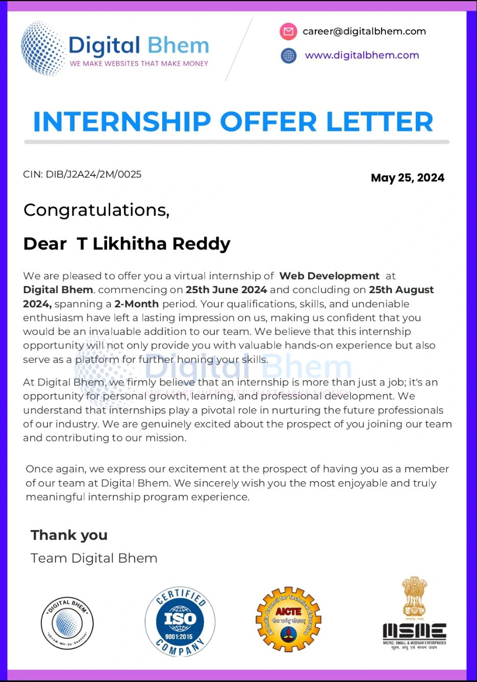 Likhitha Reddy T on LinkedIn: #digitalbheem #internship #digitalbheem Likhitha Reddy T on LinkedIn: #digitalbheem #internship #digitalbheem