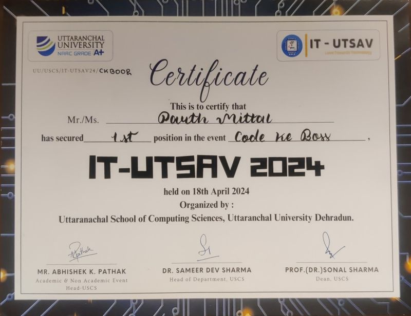 parth mittal on LinkedIn: I won first place in the Code Ke Boss (Coding ... parth mittal on LinkedIn: I won first place in the Code Ke Boss (Coding ...
