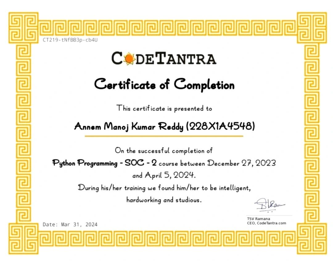 ANNEM MANOJ KUMAR REDDY posted on LinkedIn ANNEM MANOJ KUMAR REDDY posted on LinkedIn