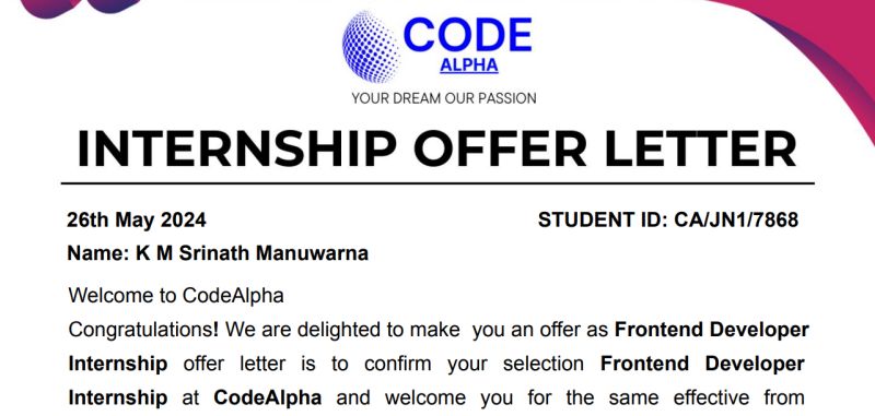 Srinath Manuwarna on LinkedIn: CodeAlpha Srinath Manuwarna on LinkedIn: CodeAlpha