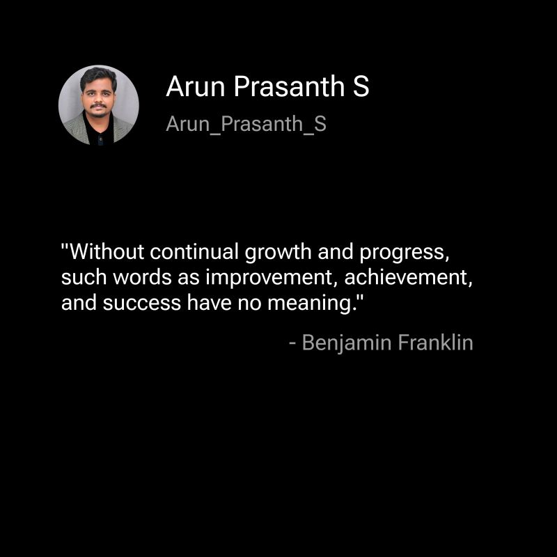 ARUN PRASANTH S on LinkedIn: #growthmindset #success #motivation # ... ARUN PRASANTH S on LinkedIn: #growthmindset #success #motivation # ...