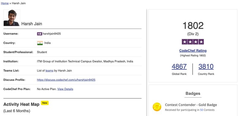 Harsh Jain on LinkedIn: #codechef #achievementunlocked #thankful # ... Harsh Jain on LinkedIn: #codechef #achievementunlocked #thankful # ...