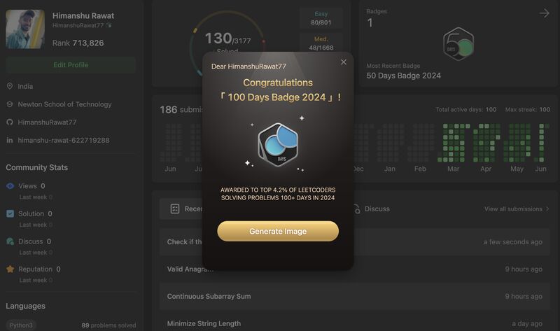 Celebrating 100 days of Coding challenge | HIMANSHU RAWAT posted on the ... Celebrating 100 days of Coding challenge | HIMANSHU RAWAT posted on the ...